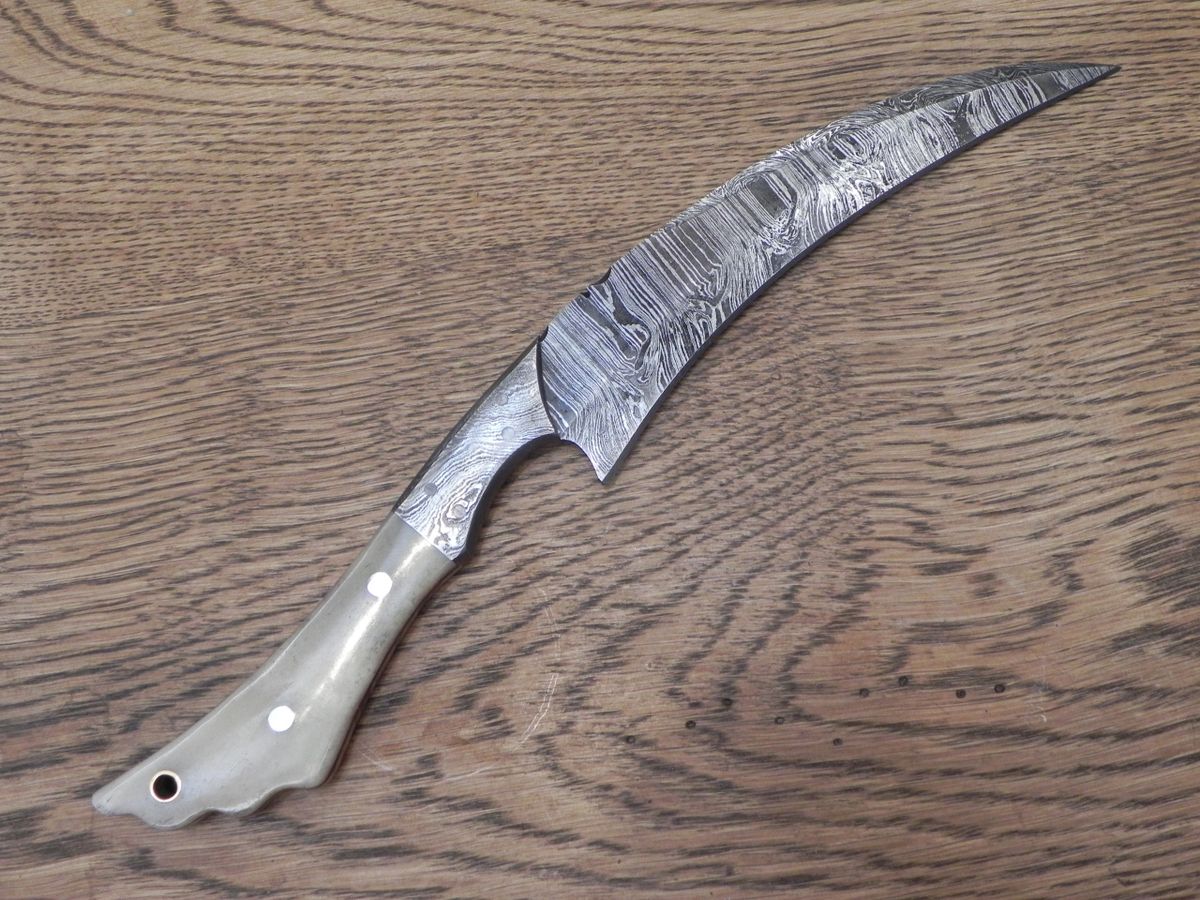 Damascus Talon Knife with Reverse Curve